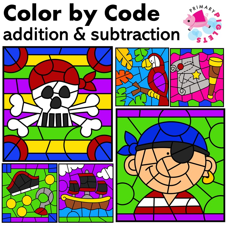 Color By Number Addition Subtraction Pirates Bundle Made By Teachers